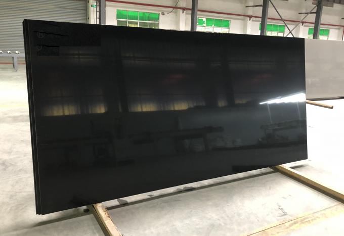 Classic Pure Black Quartz Pollished Honed Finish Quartz In Kitchen ...