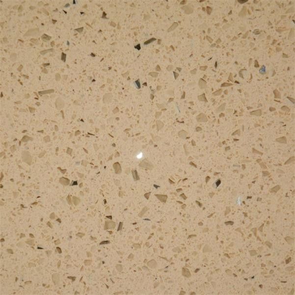 Shiny 3000*1400MM British Tan Colored Glass Countertop Quartz