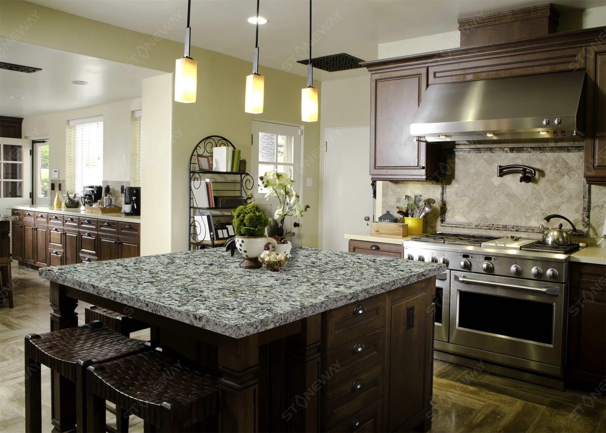 Hard Polished Quartz Stone Top Artificial Stone Table Top Impact Resistance