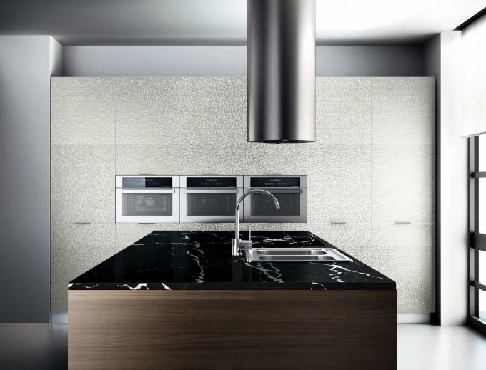 Black 15MM Calacatta Quartz Stone Lightning Patterned Quartz Slab